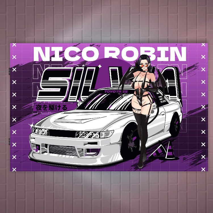 Nico Robin / Nissan Silvia Poster / Wall Banner – Low Standards Designs